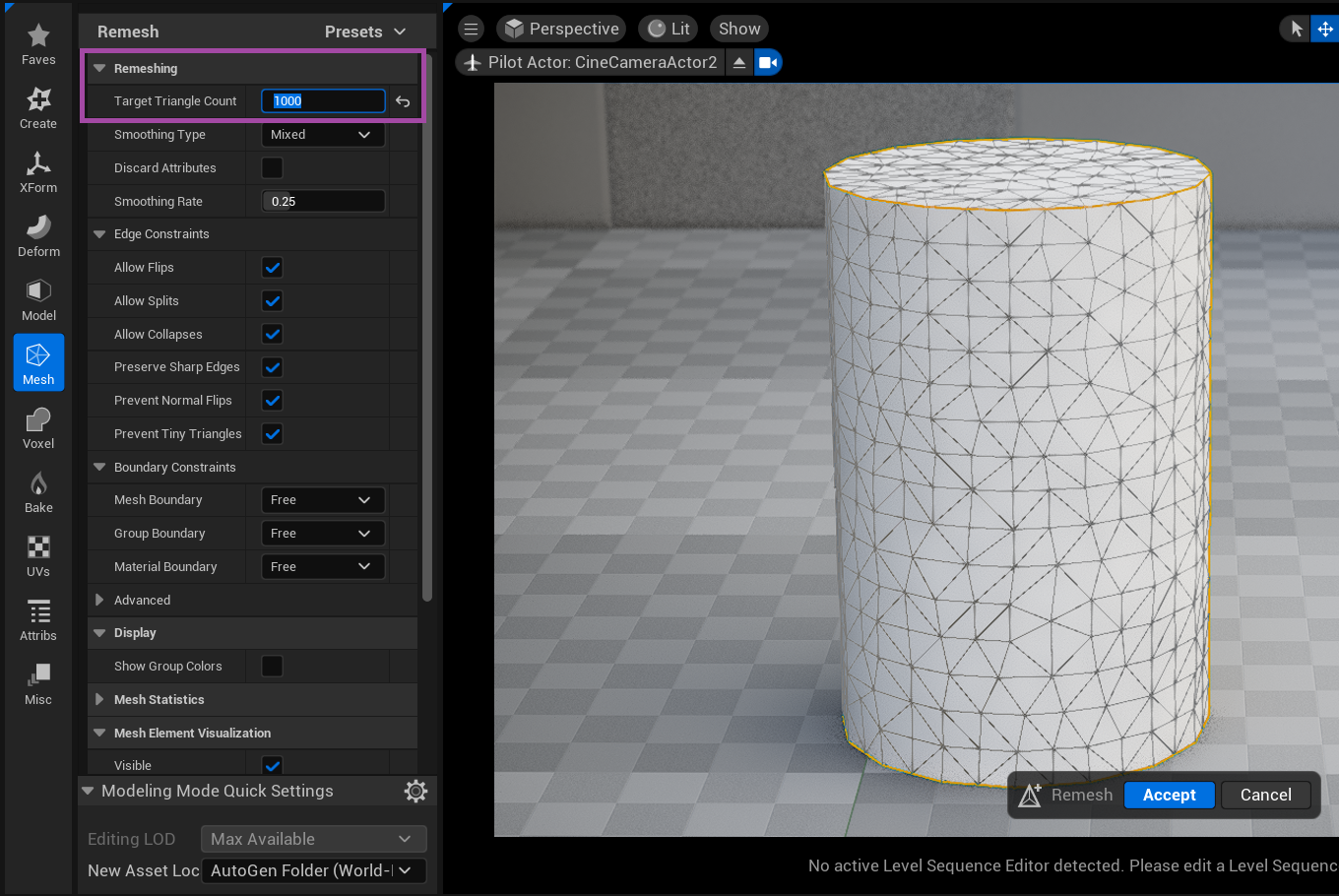 How to increase the polygons of mesh actors in Unreal Engine 5.3 ...