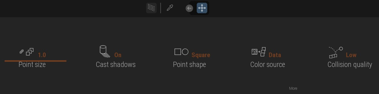 Point Cloud objects have properties where you can change their appearance, regenerate collisions ...