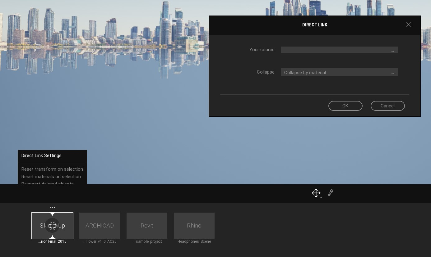 By clicking on the 3 dots above the broken link icon then the Direct Link Settings , the menu ...