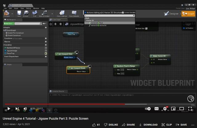 Unreal Engine 4 Tutorial - Jigsaw Puzzle Part 3: Puzzle Screen | Unreal engine Code Snippet