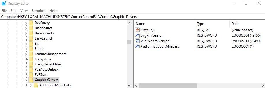 Then right click in the right column and create a New Registry value by ...